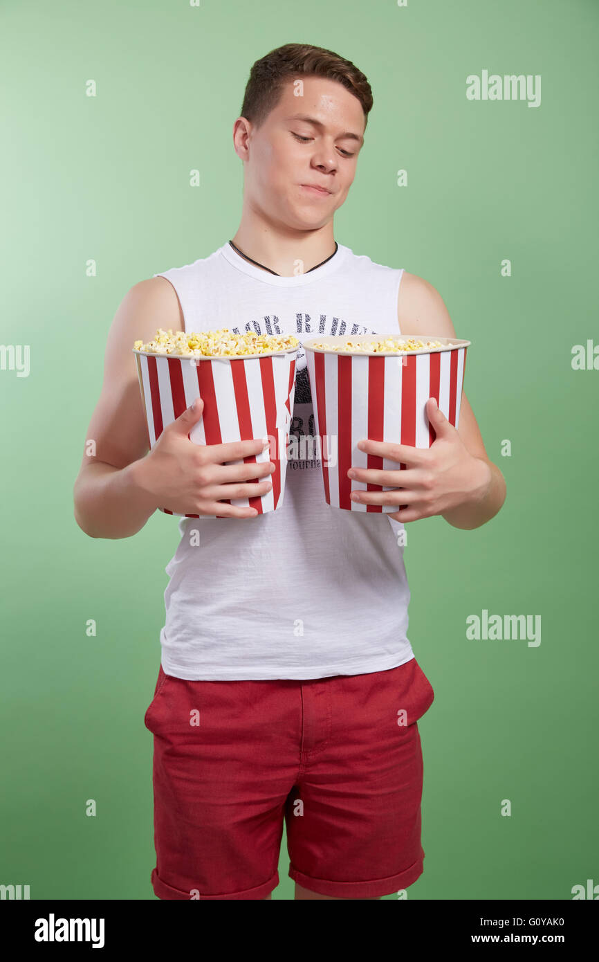 man with popcorn Stock Photo - Alamy