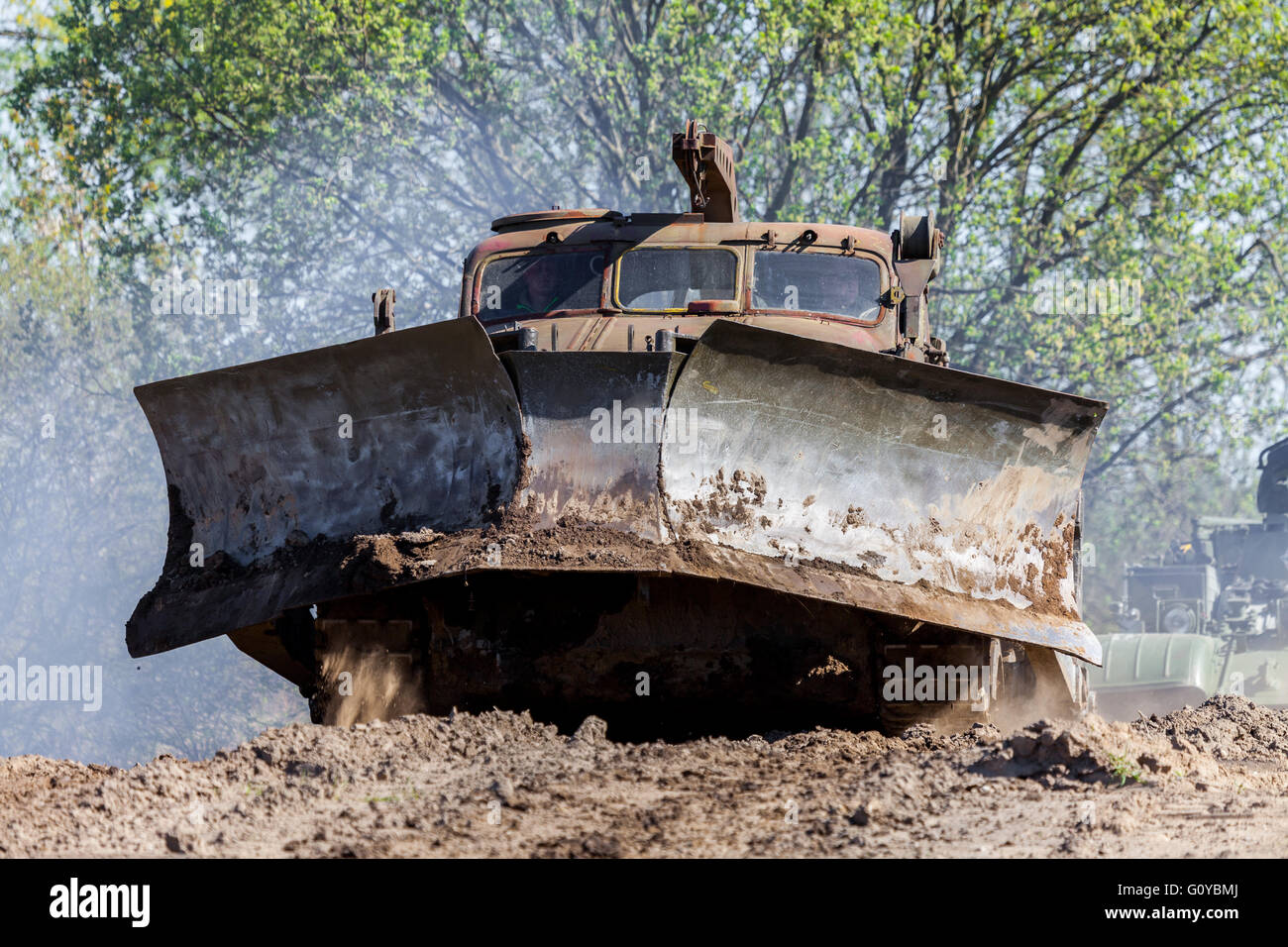 soviet BAT - M military bulldozer drives on track Stock Photo - Alamy