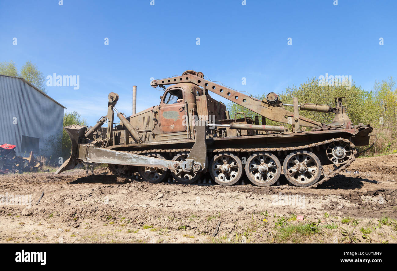 soviet BAT - M military bulldozer drives on track Stock Photo - Alamy