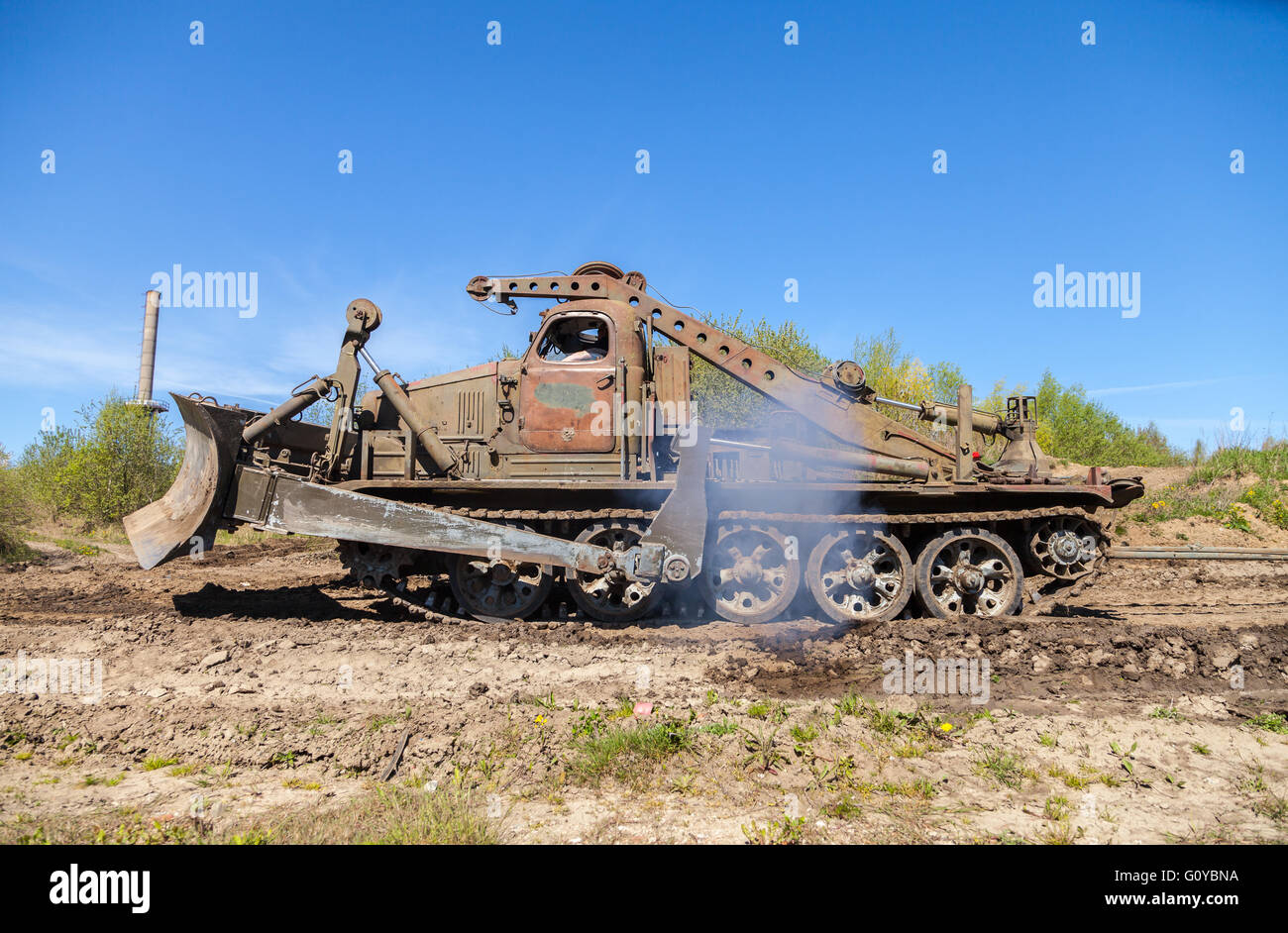 soviet BAT - M military bulldozer drives on track Stock Photo - Alamy