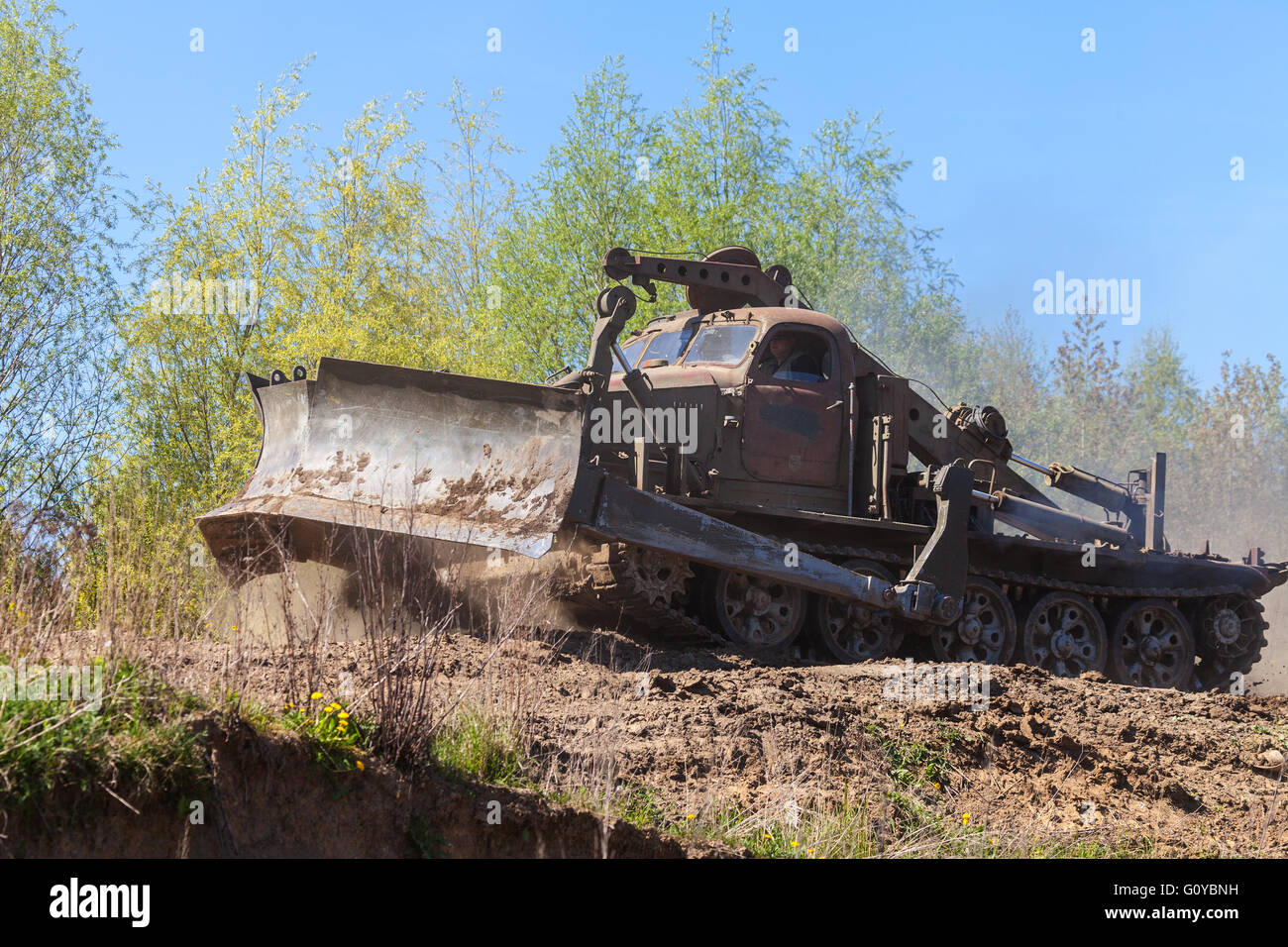 soviet BAT - M military bulldozer drives on track Stock Photo - Alamy