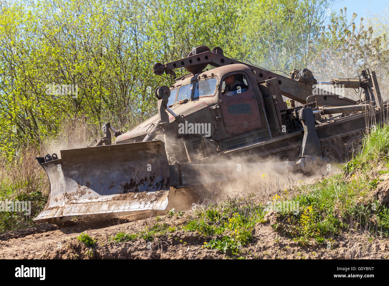 soviet BAT - M military bulldozer drives on track Stock Photo - Alamy