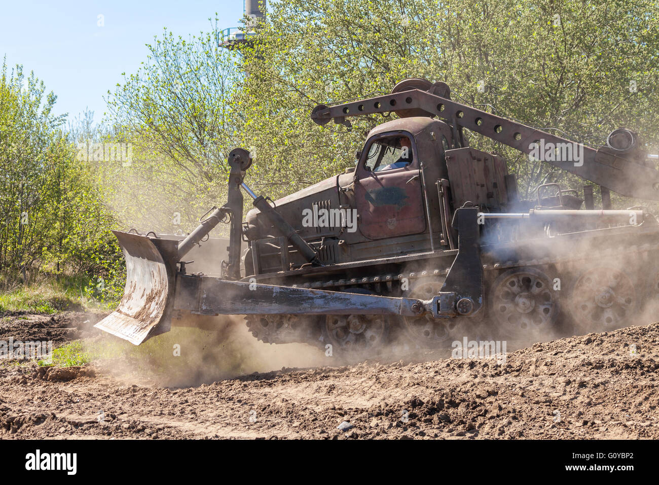soviet BAT - M military bulldozer drives on track Stock Photo - Alamy