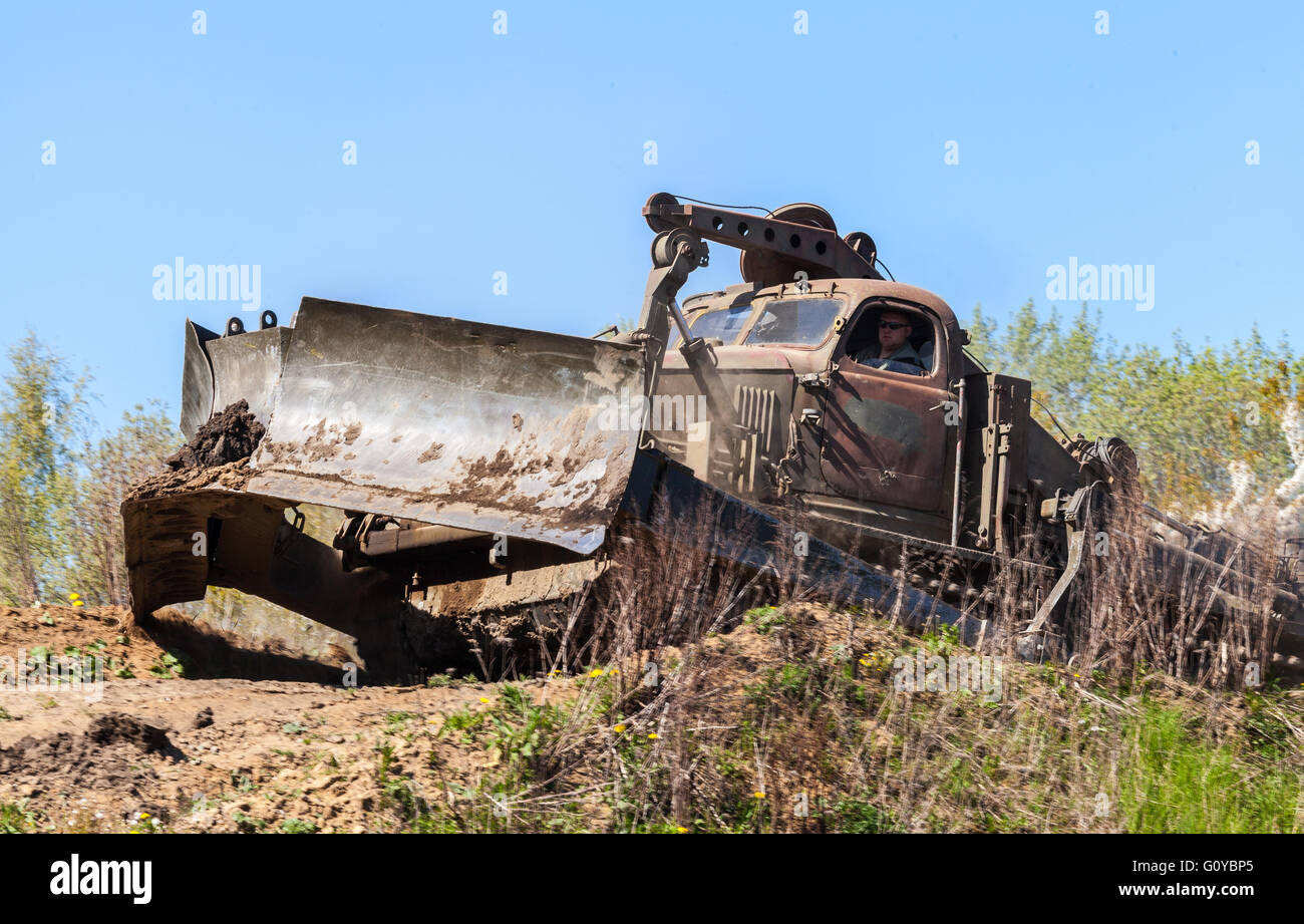 soviet BAT - M military bulldozer drives on track Stock Photo - Alamy