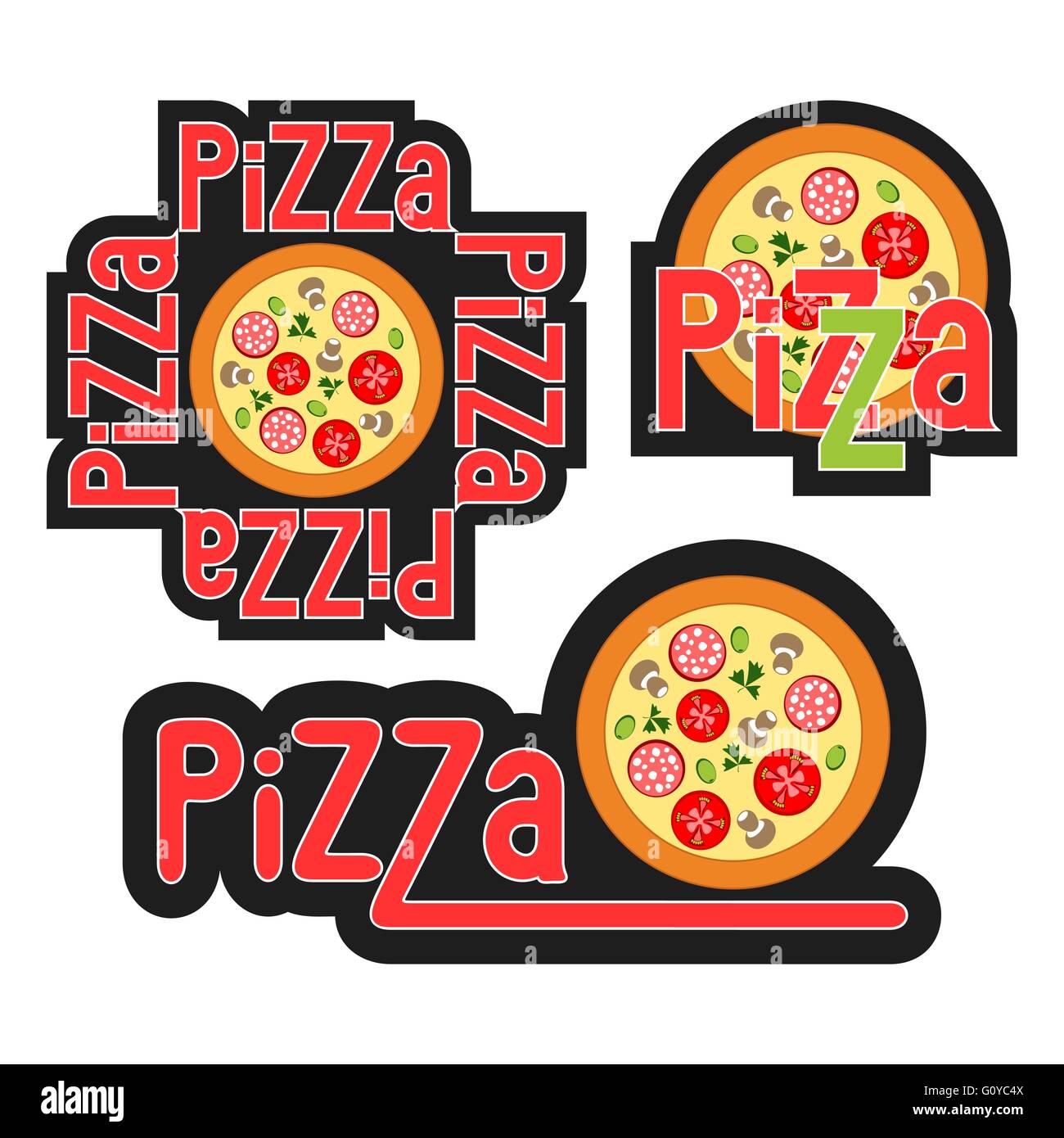 Eating pepperoni pizza Stock Vector Images - Alamy