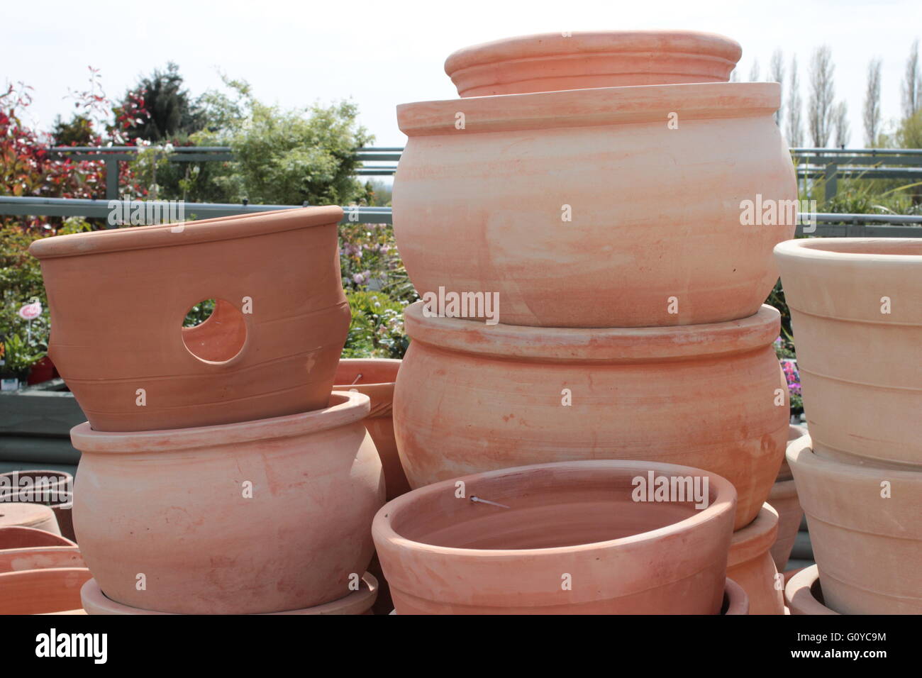 Stacked terracotta garden pots Stock Photo - Alamy