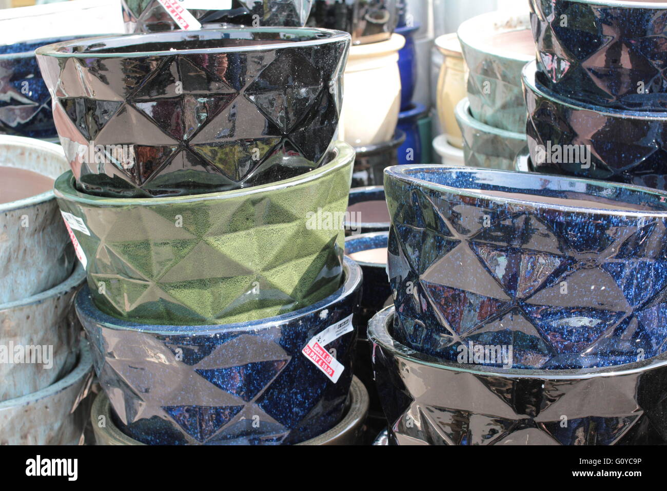 ceramic geometric plant pots Stock Photo - Alamy