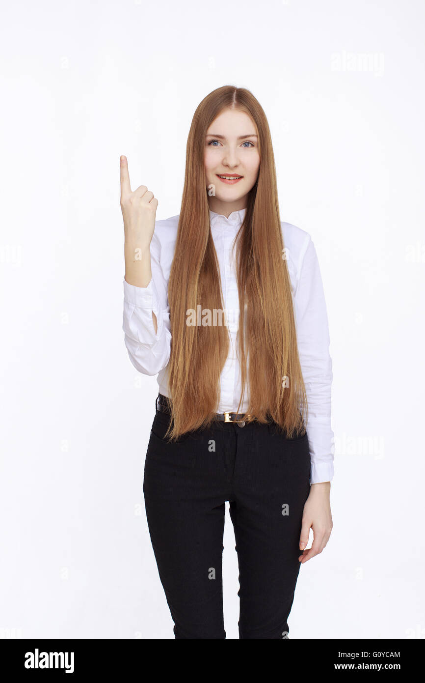Happy smiling beautiful young businesswoman Stock Photo - Alamy