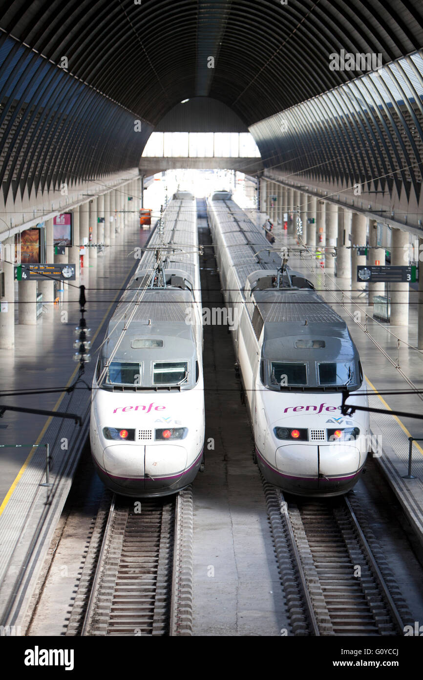 Renfe AVE High Speed Train in Santa Justa Station in Seville Spain ...