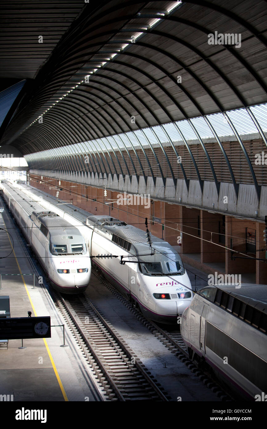 Renfe AVE High Speed Train in Santa Justa Station in Seville Spain ...