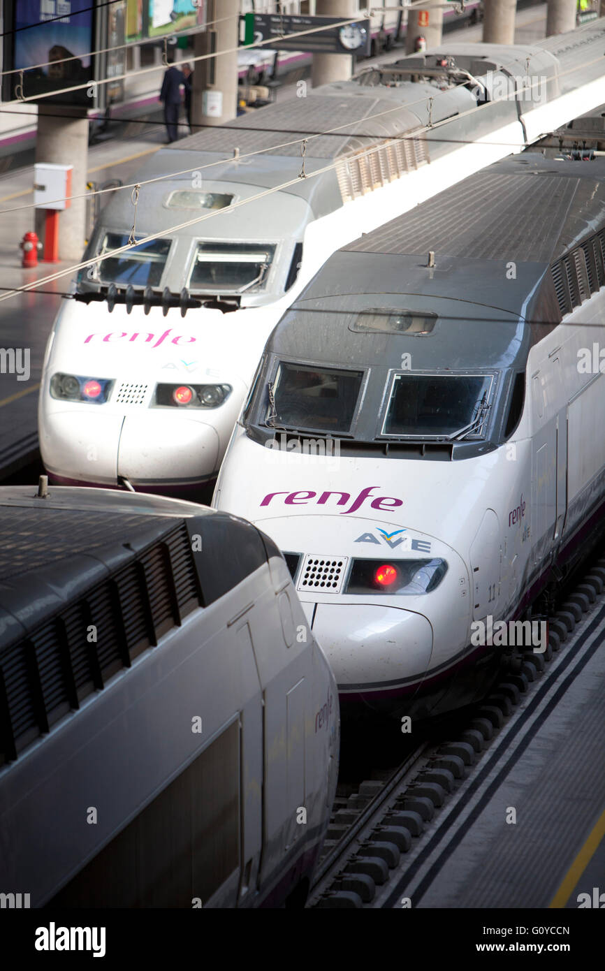 Renfe AVE High Speed Train in Santa Justa Station in Seville Spain ...