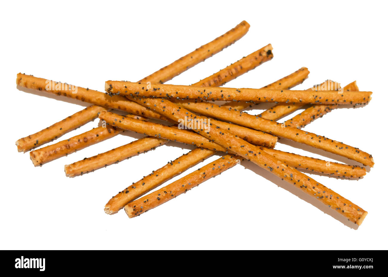 Bread sticks with poppy seeds isolated on white background Stock Photo ...