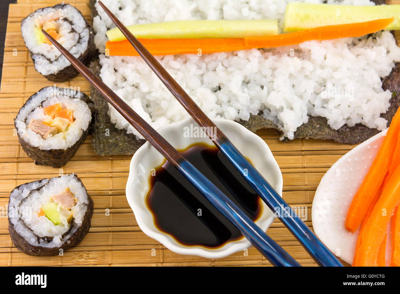 Sushi preparation table ingredients hi-res stock photography and images ...