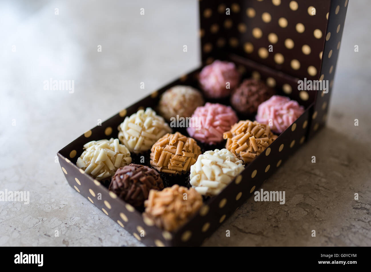 Assorted truffles box Stock Photo - Alamy