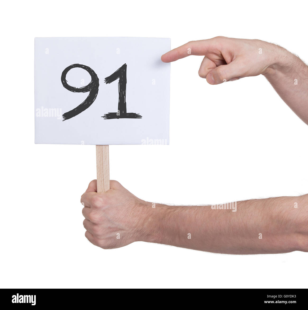 Sign with a number, isolated on white - 91 Stock Photo - Alamy