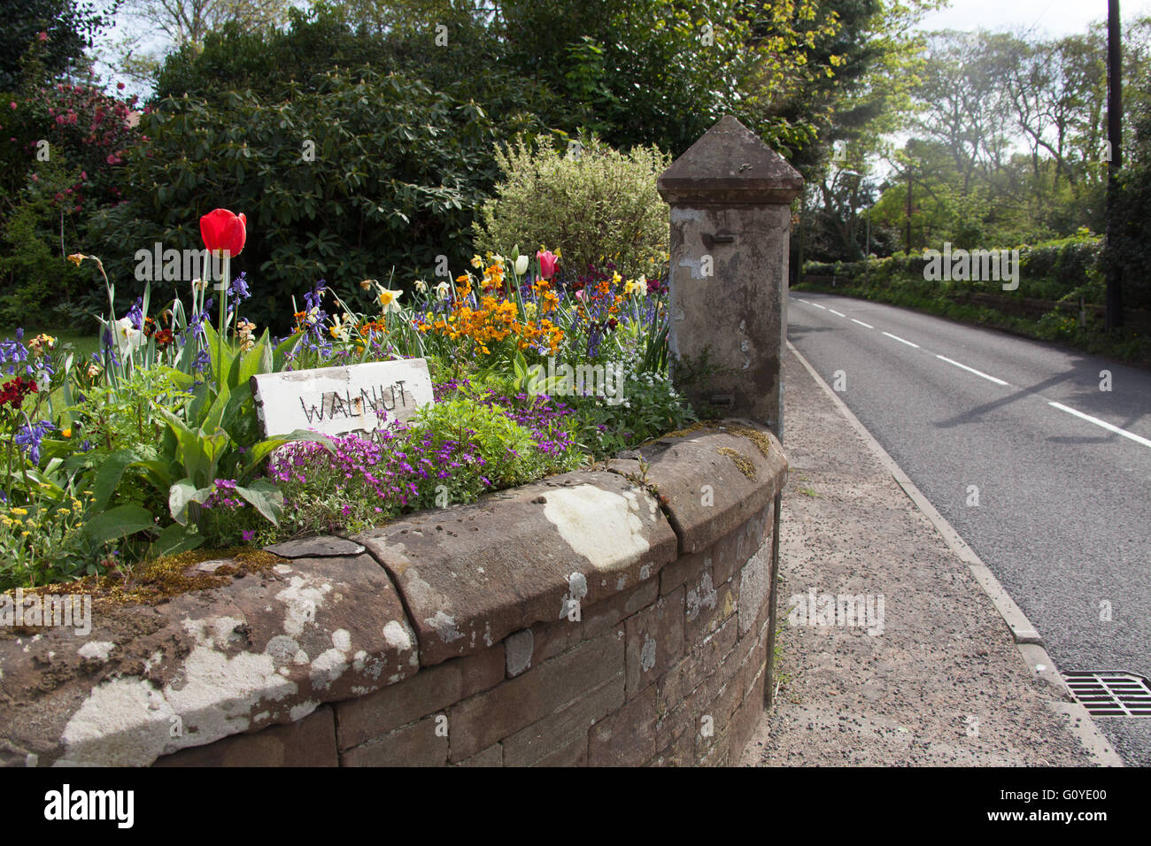 Village of Churton, Cheshire, England. Picturesque rustic sign in a ...