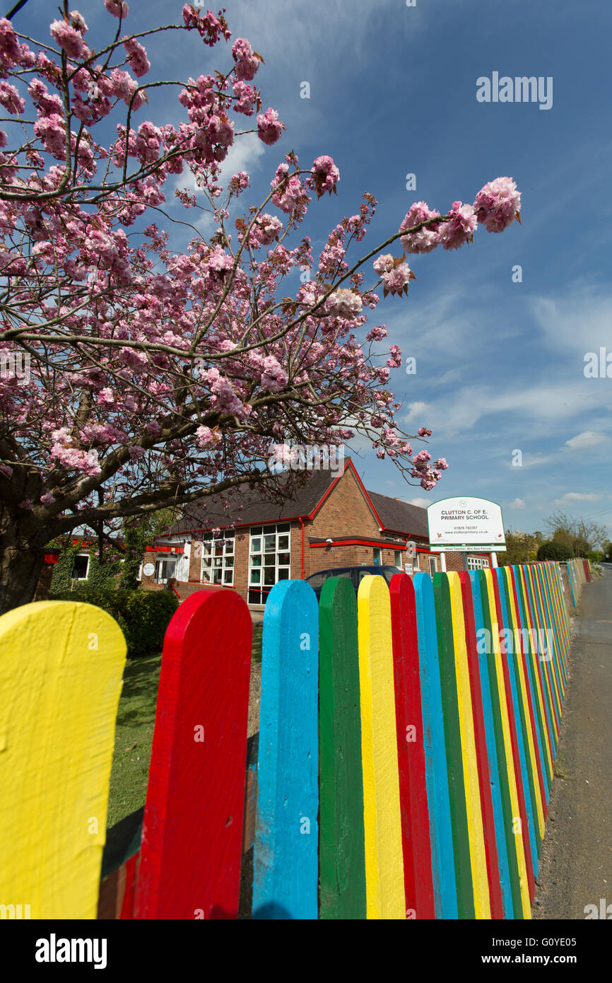 Village of Clutton, Cheshire, England. Colourful picturesque view of ...
