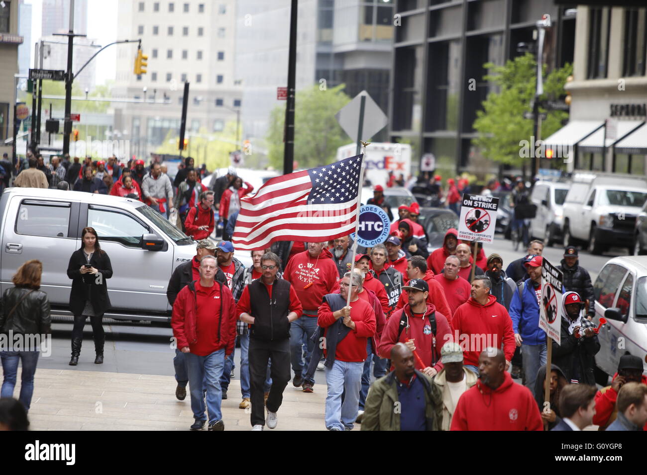 New York City, United States. 05th May, 2016. Hundreds of striking CWA ...