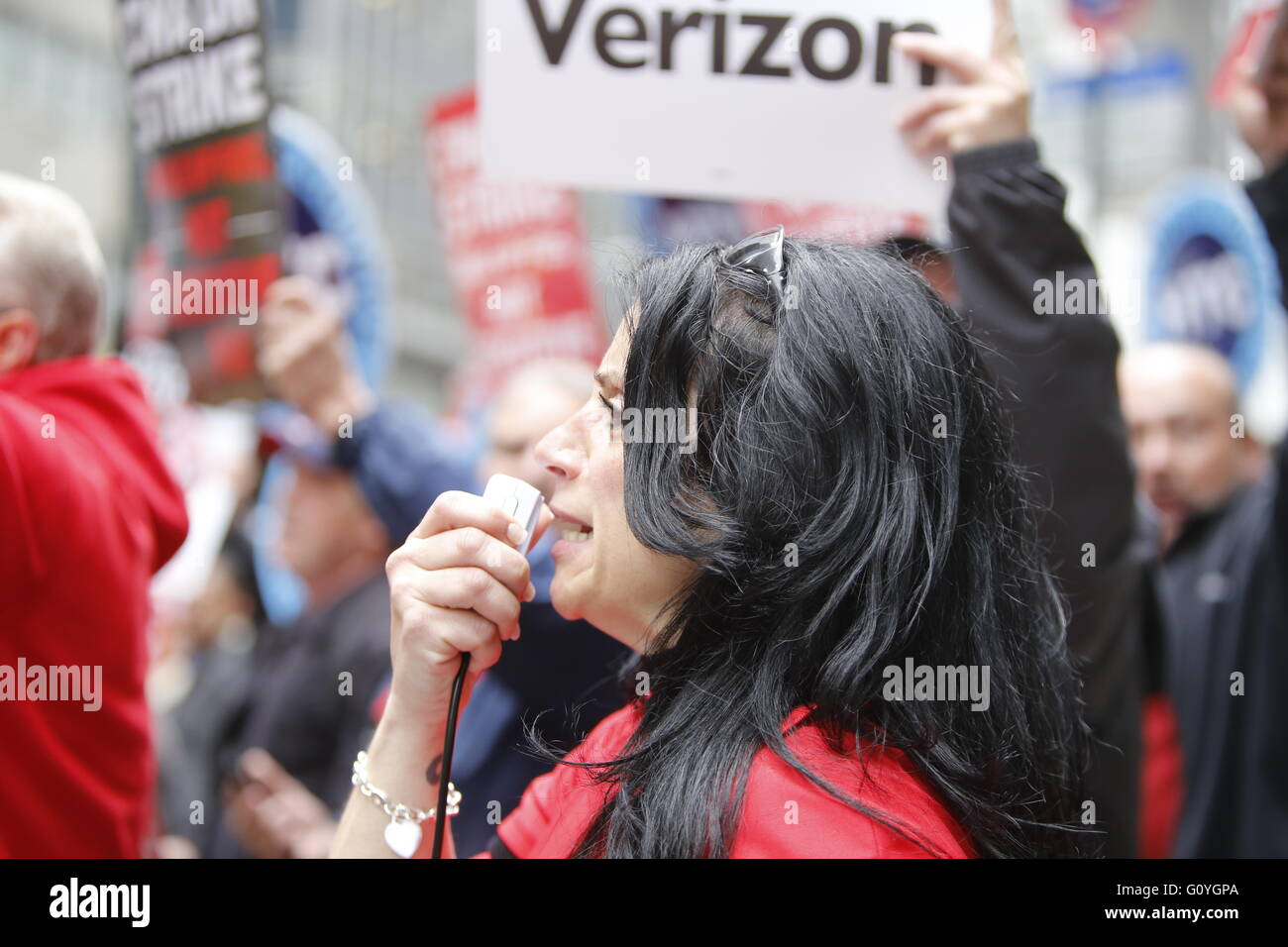New York City, United States. 05th May, 2016. Hundreds of striking CWA ...