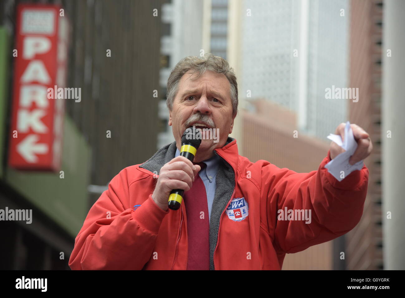 New York City, United States. 05th May, 2016. CWA vice president Dennis ...