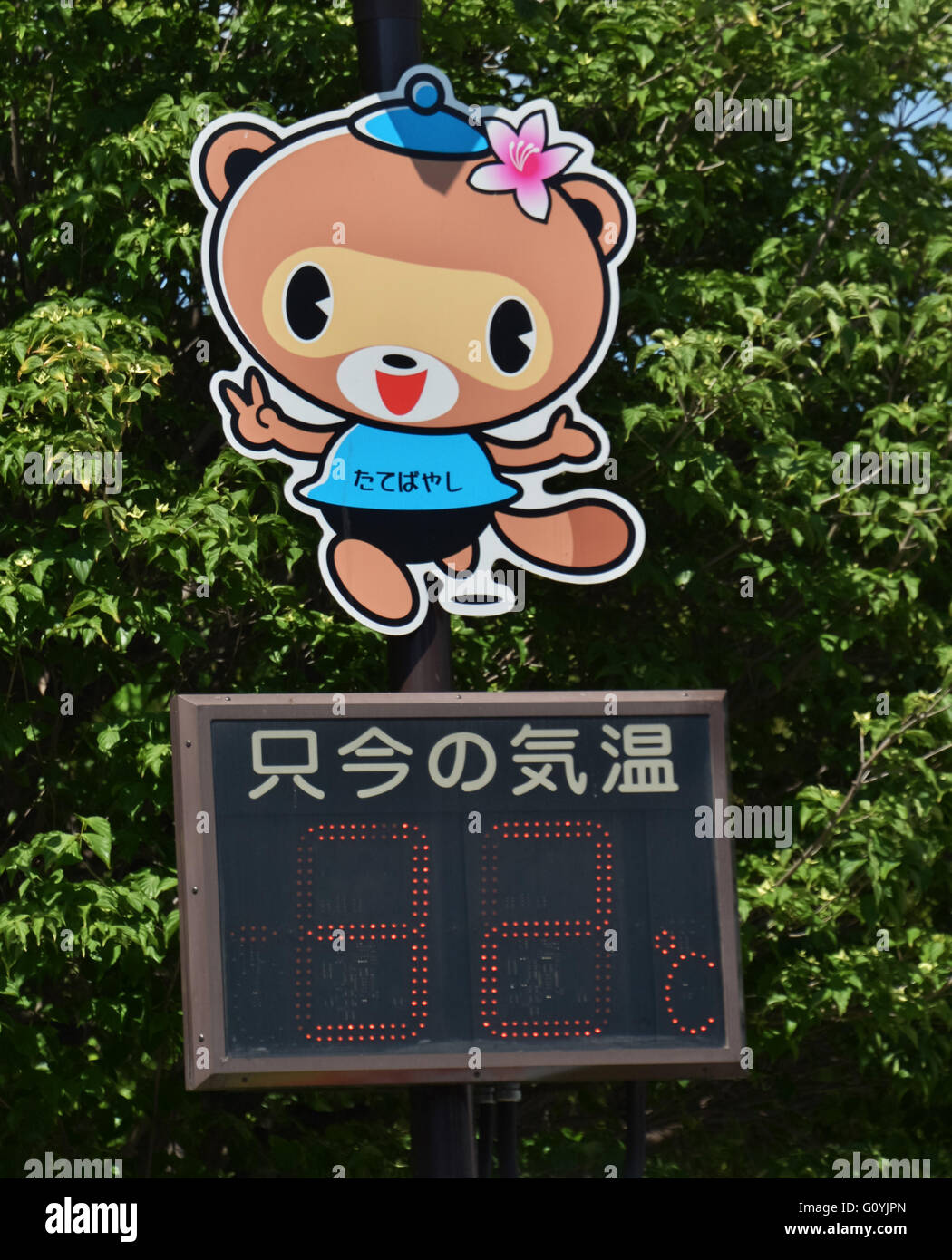May 5, 2016, Tatebayashi, Gunma, Japan : Thermometer are display in ...