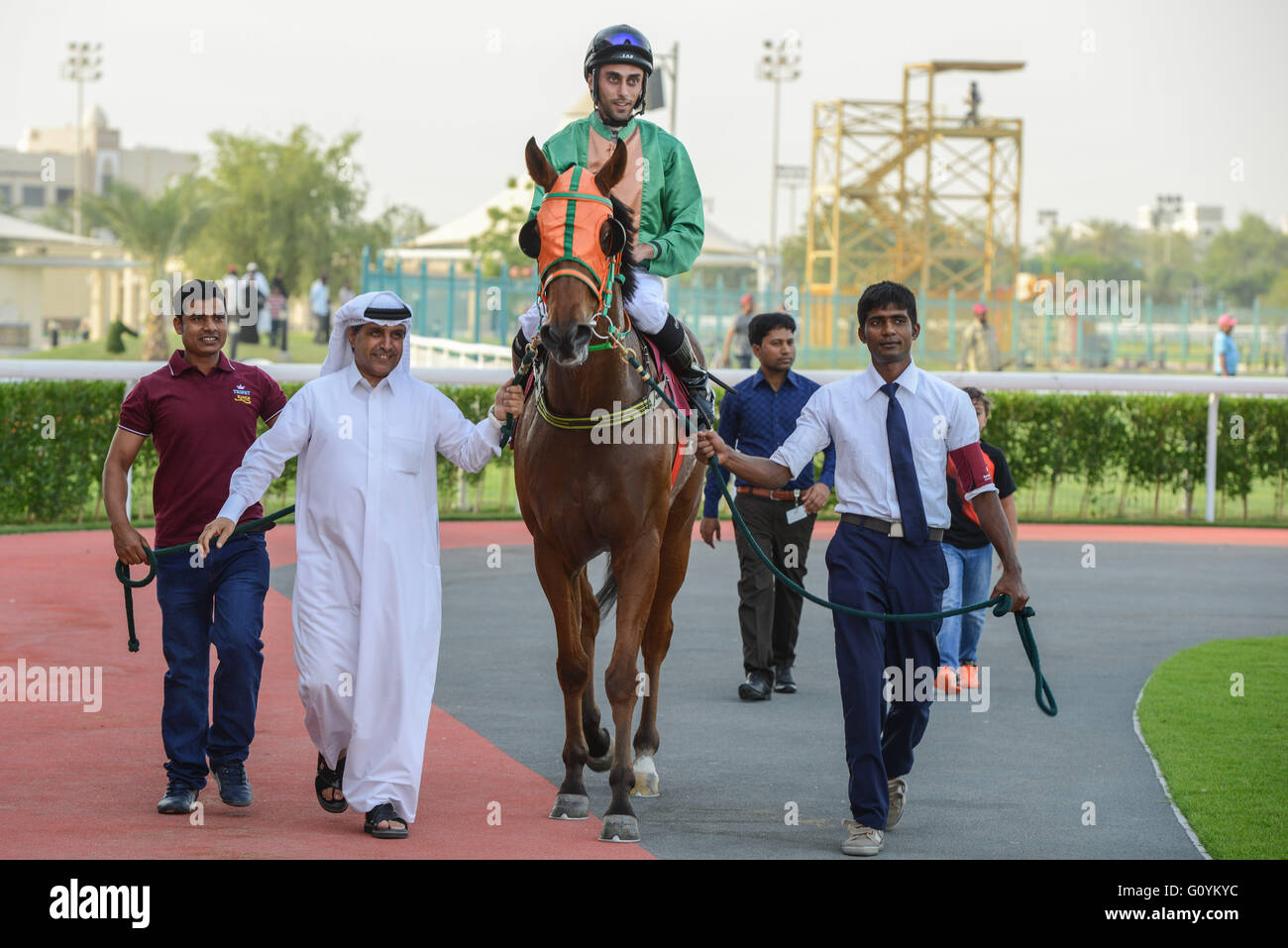 Qatar Racing & Equestrian Club, Doha. Qatar 5th May 2016. Waeed arrives ...