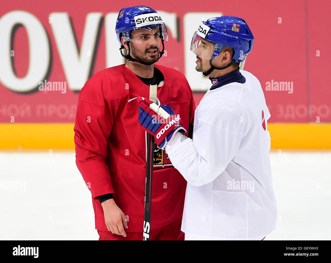 Michal Repik (left) and Roman Cervenka are pictured during the training ...