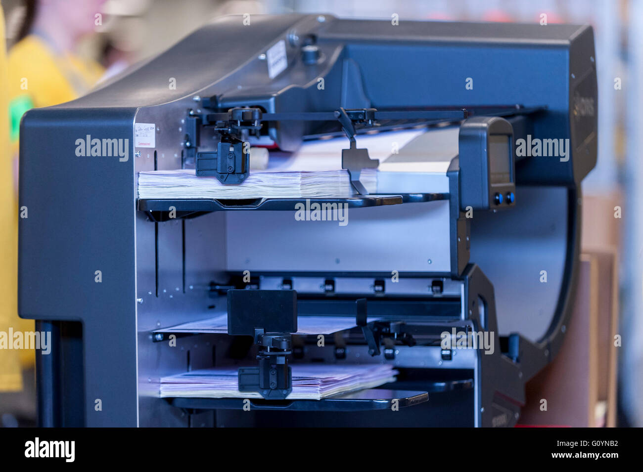 London, UK. 6 May 2016. An automated counting machine at work ...