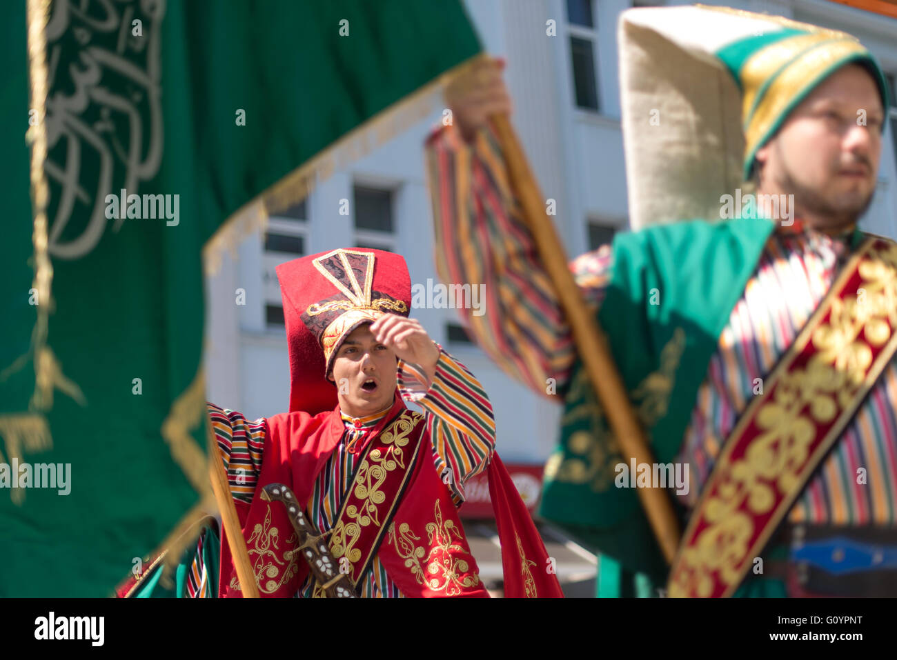 Hanover, Germany. 06th May, 2016. A man in Ottoman costume sings during ...