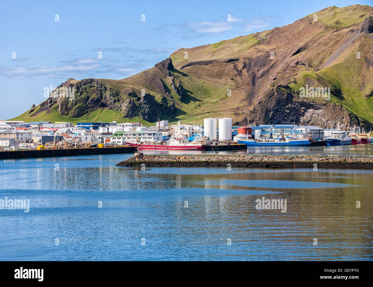 August 3, 2015 - The natural harbor of Heimaey Island, sheltered by ...