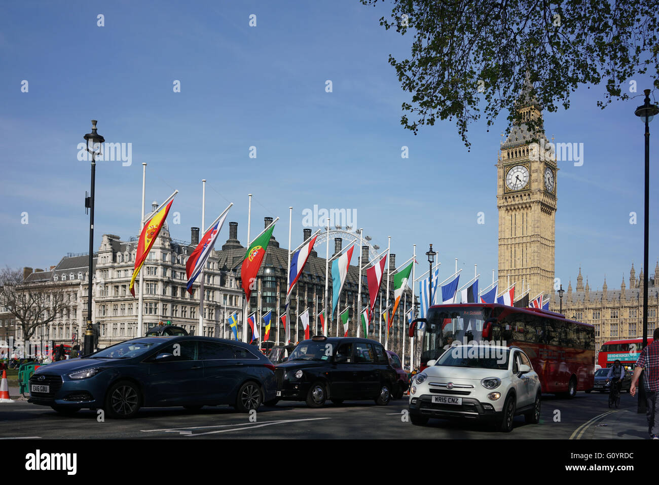 London,England, UK : 6th May 2016 : EU flags flying outside Parliament ...