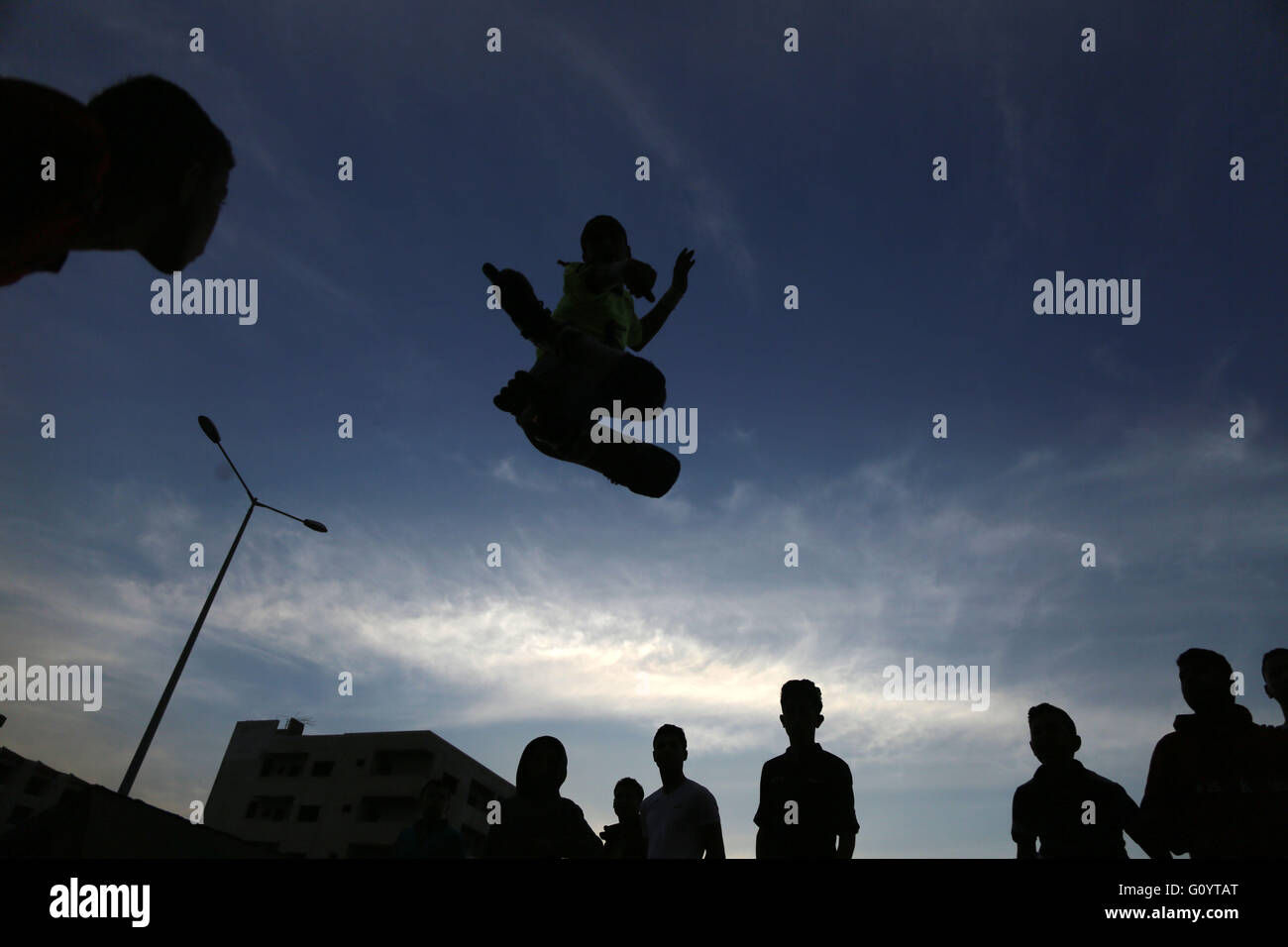 Gaza. 6th May, 2016. Palestinian children playing in the street in Gaza ...