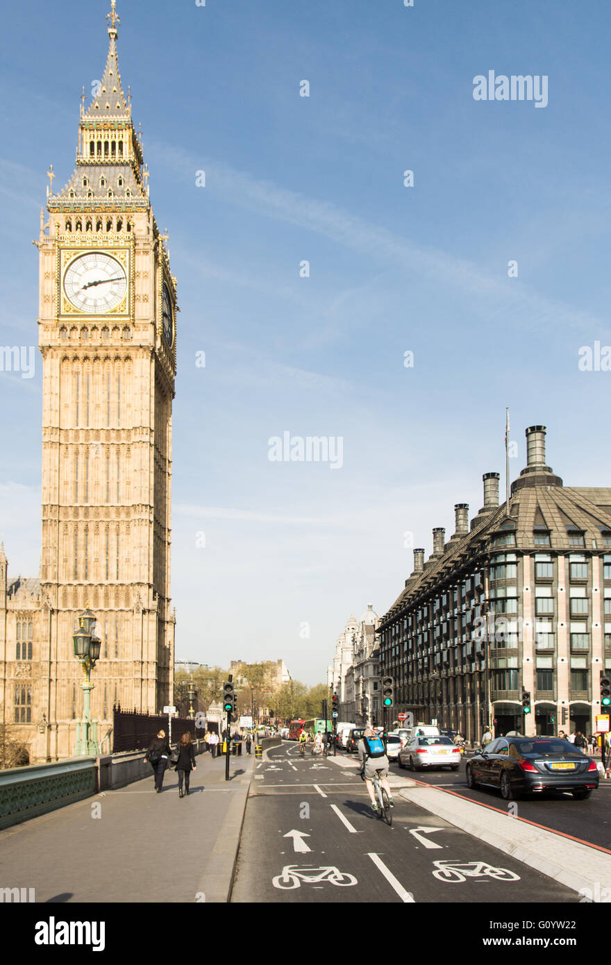 London, UK. 6th May, 2016. Two new "segregated cycle superhighway ...