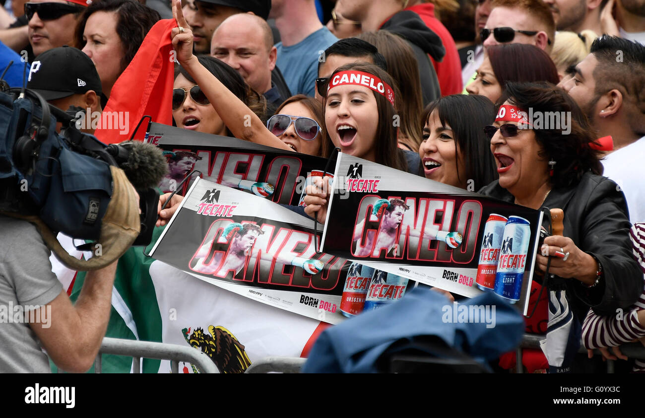 Las Vegas NV, USA. 4th May, 2016. Boxing fans cheer during todays weigh ...