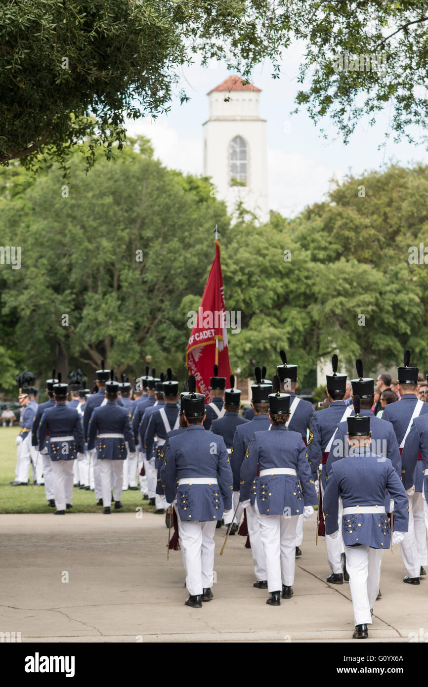 Graduating senior cadets in formal dress uniform take part in the Long ...