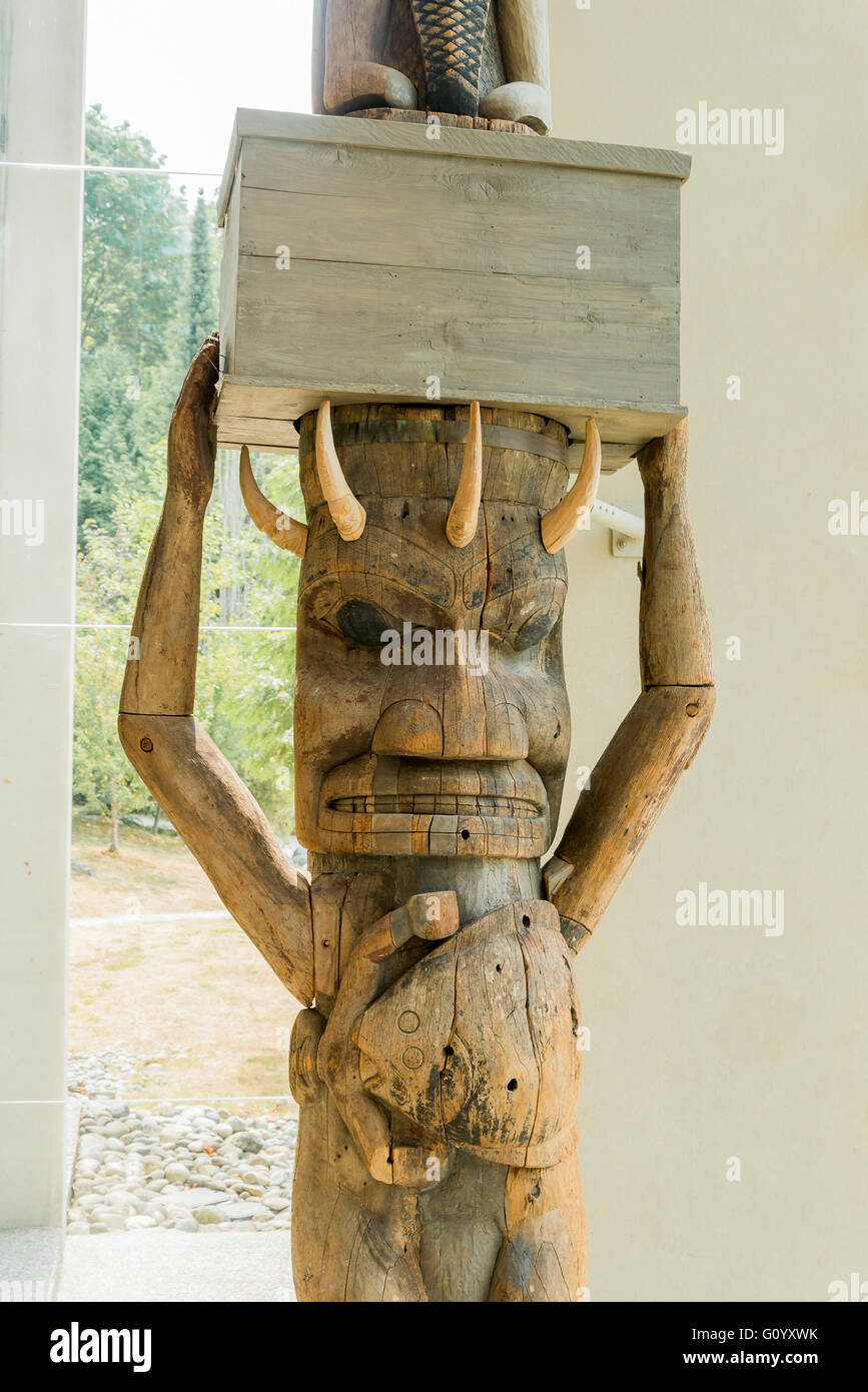 First Nations mortuary totem pole carvings, MOA, Museum of Anthropology ...