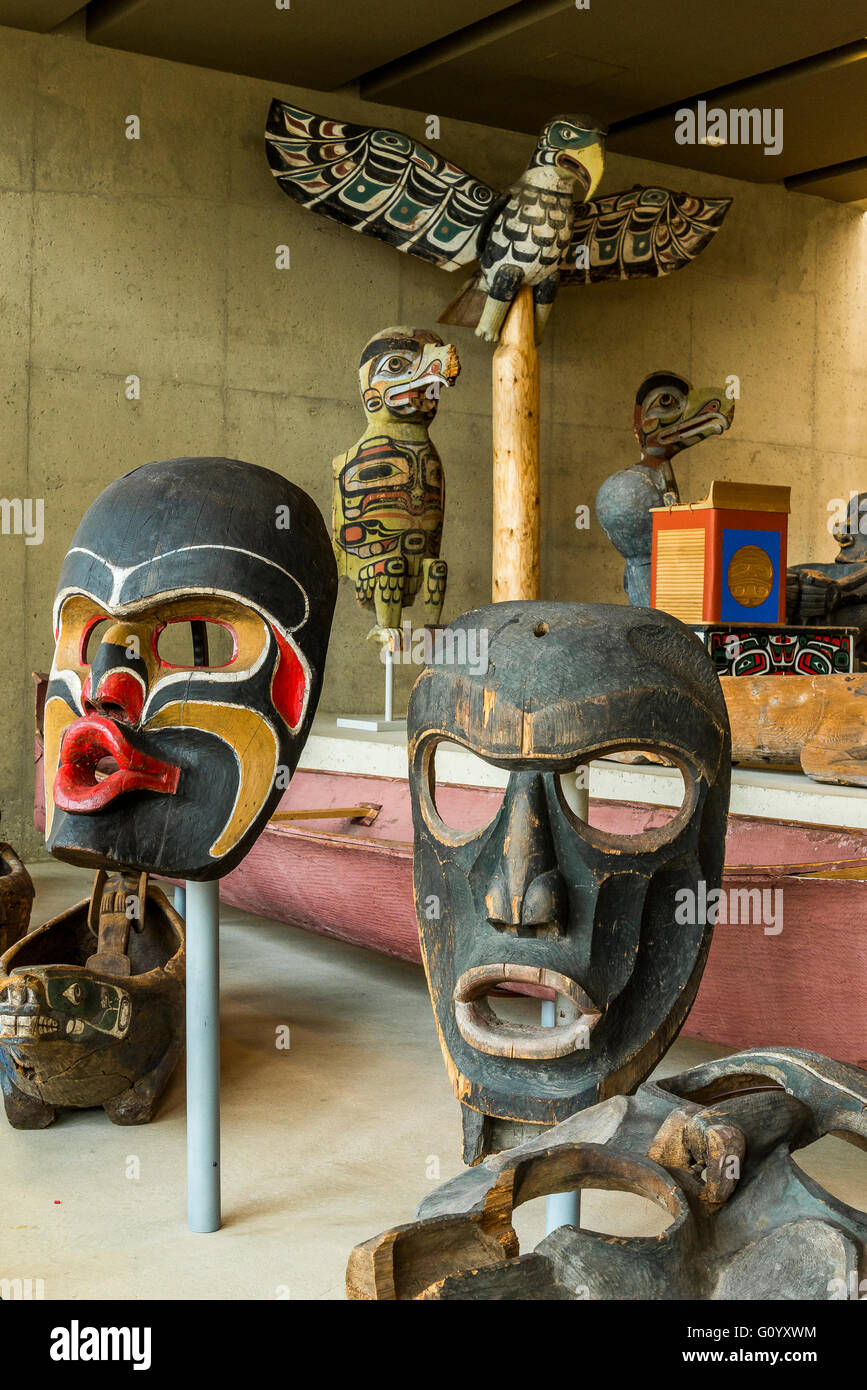 First Nations carved masks, MOA, Museum of Anthropology, University of ...