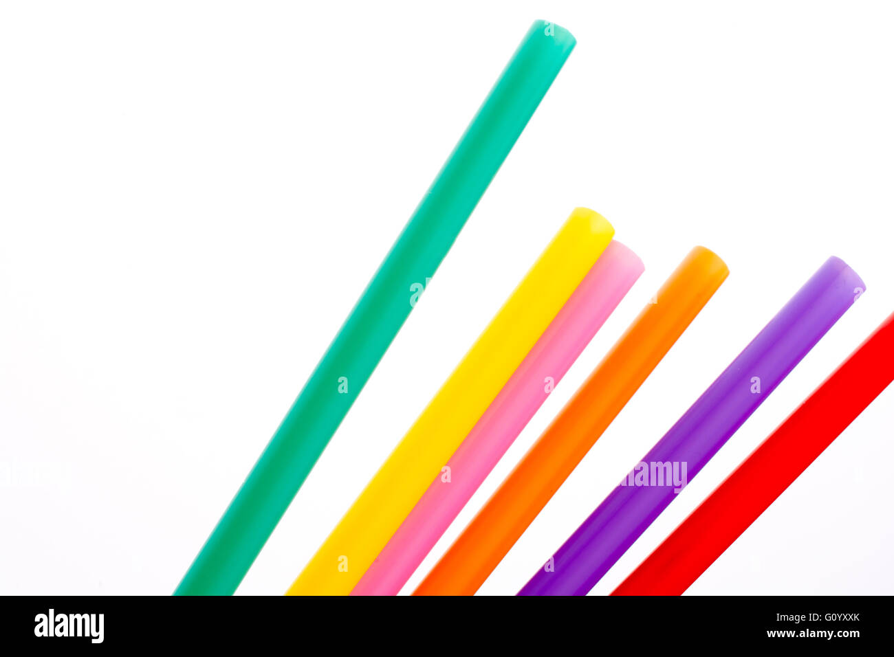 different color of straw on a white background Stock Photo - Alamy