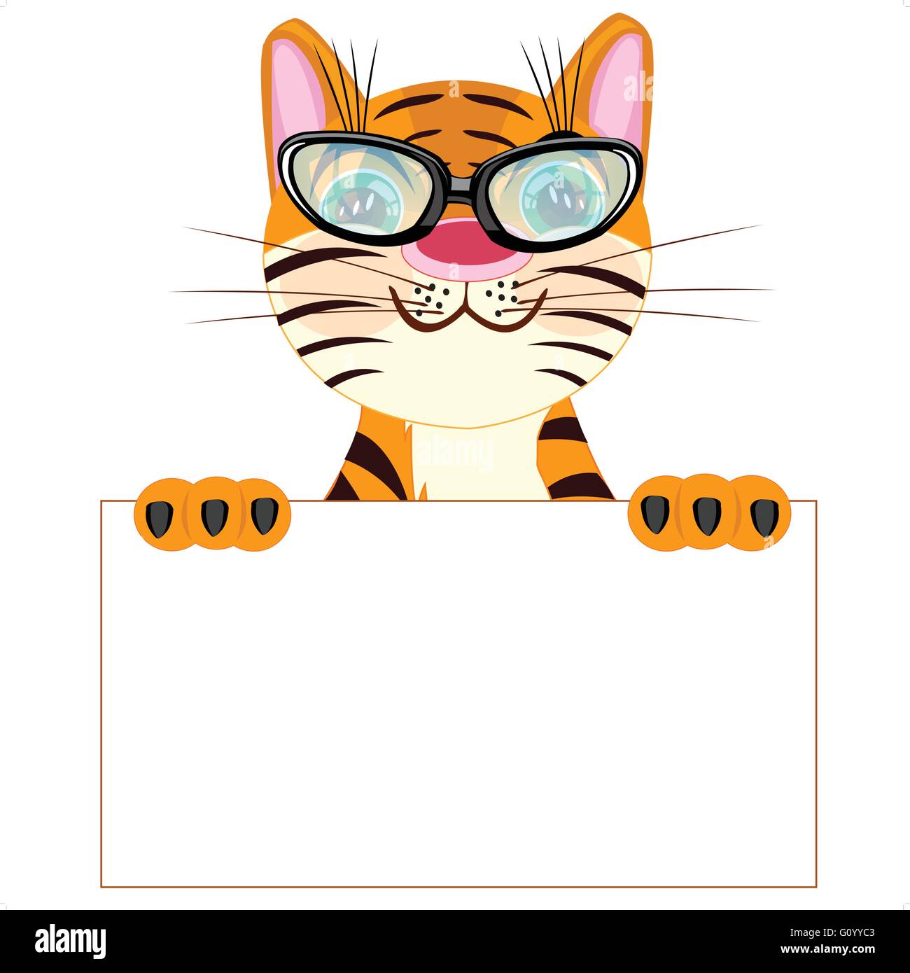 Tiger with poster on white background insulated Stock Vector Image ...