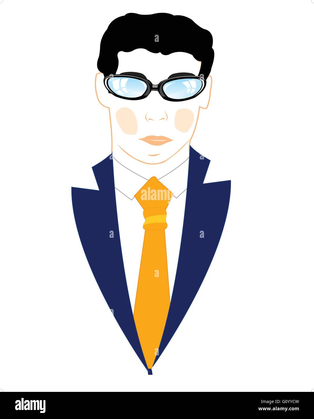 Icon men in turn blue suit with tie on white background Stock Vector ...