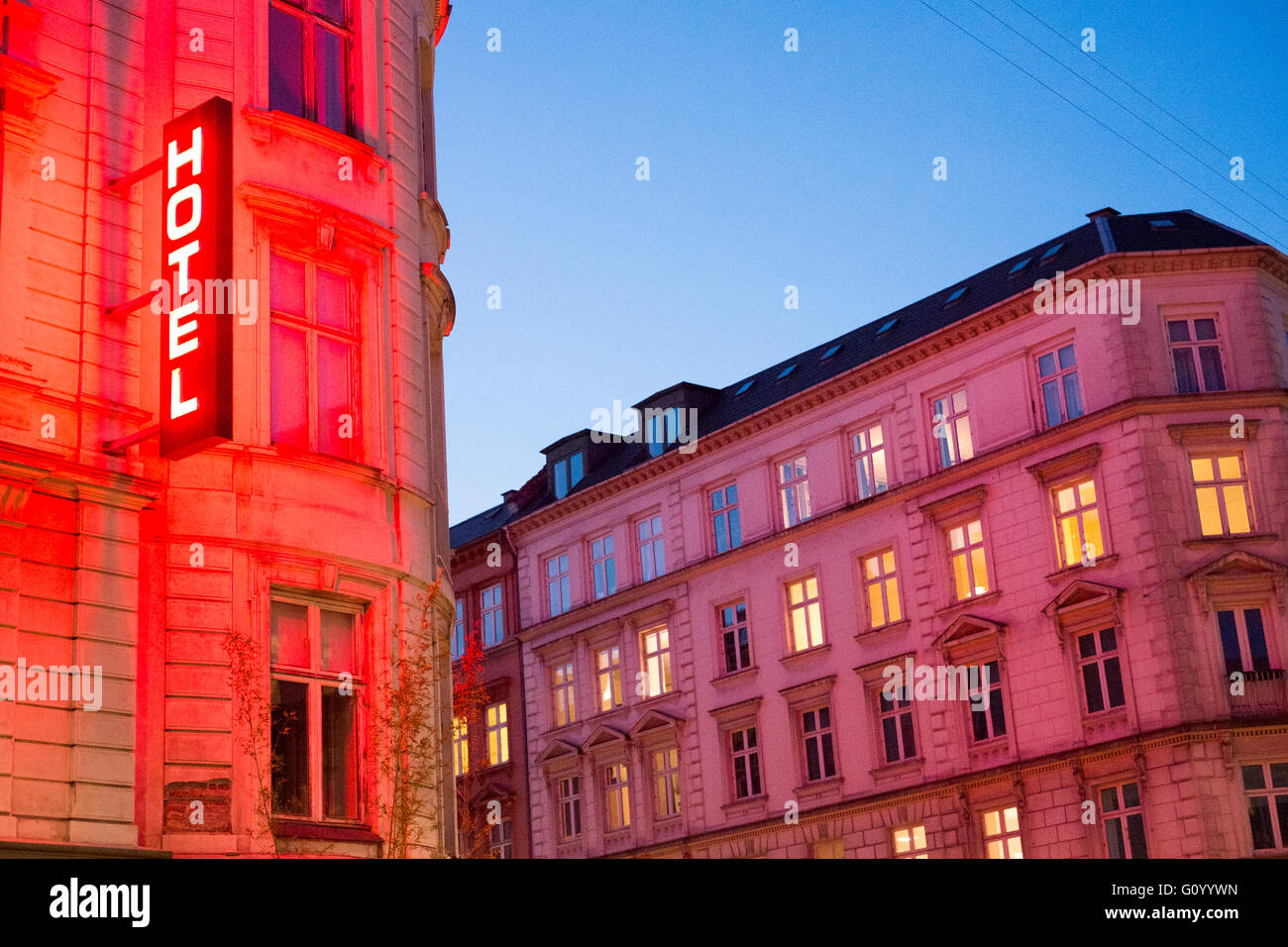 Street scene at dusk Stock Photo - Alamy