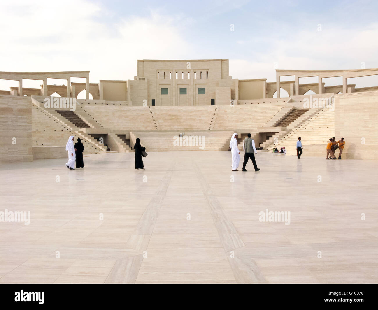 People in amphitheatre in Katara Cultural Village, Doha, Qatar Stock ...