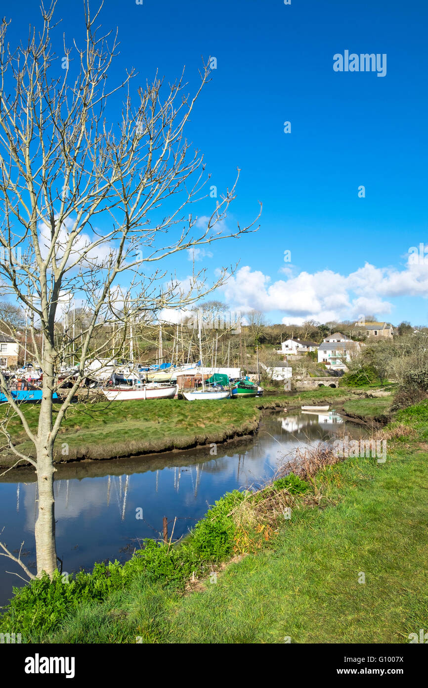 The riverside village of Gweek near Helston in Cornwall, England, UK ...