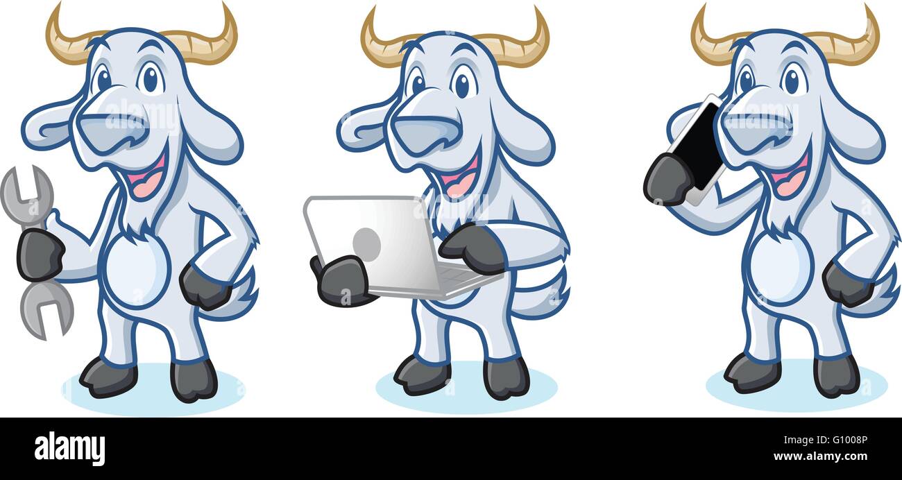 Light Blue Goat Mascot with phone Stock Vector Image & Art - Alamy
