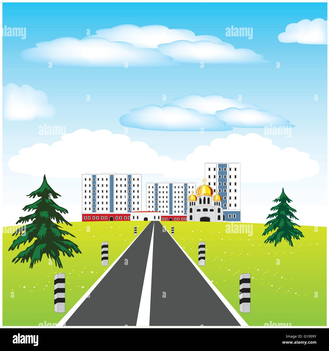 Vector illustration of the road in big city Stock Vector Image & Art ...