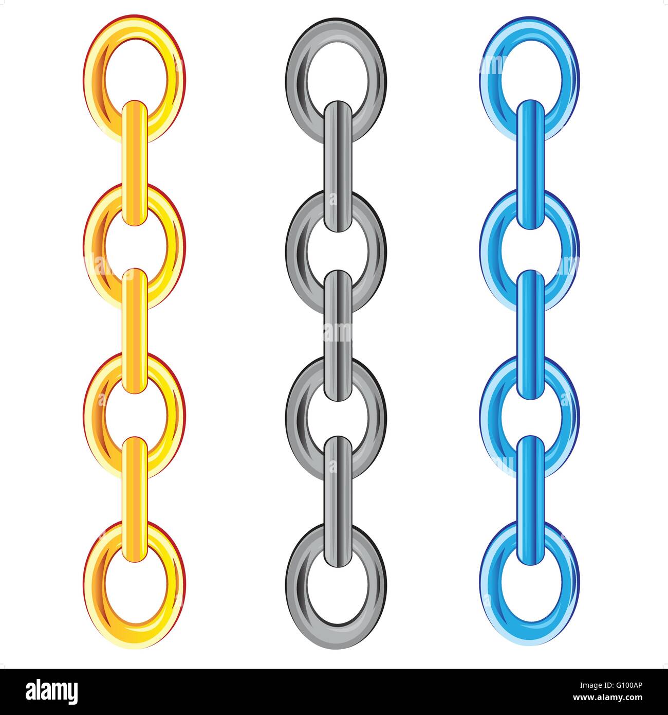 Chain from varied metal on white background is insulated Stock Vector ...