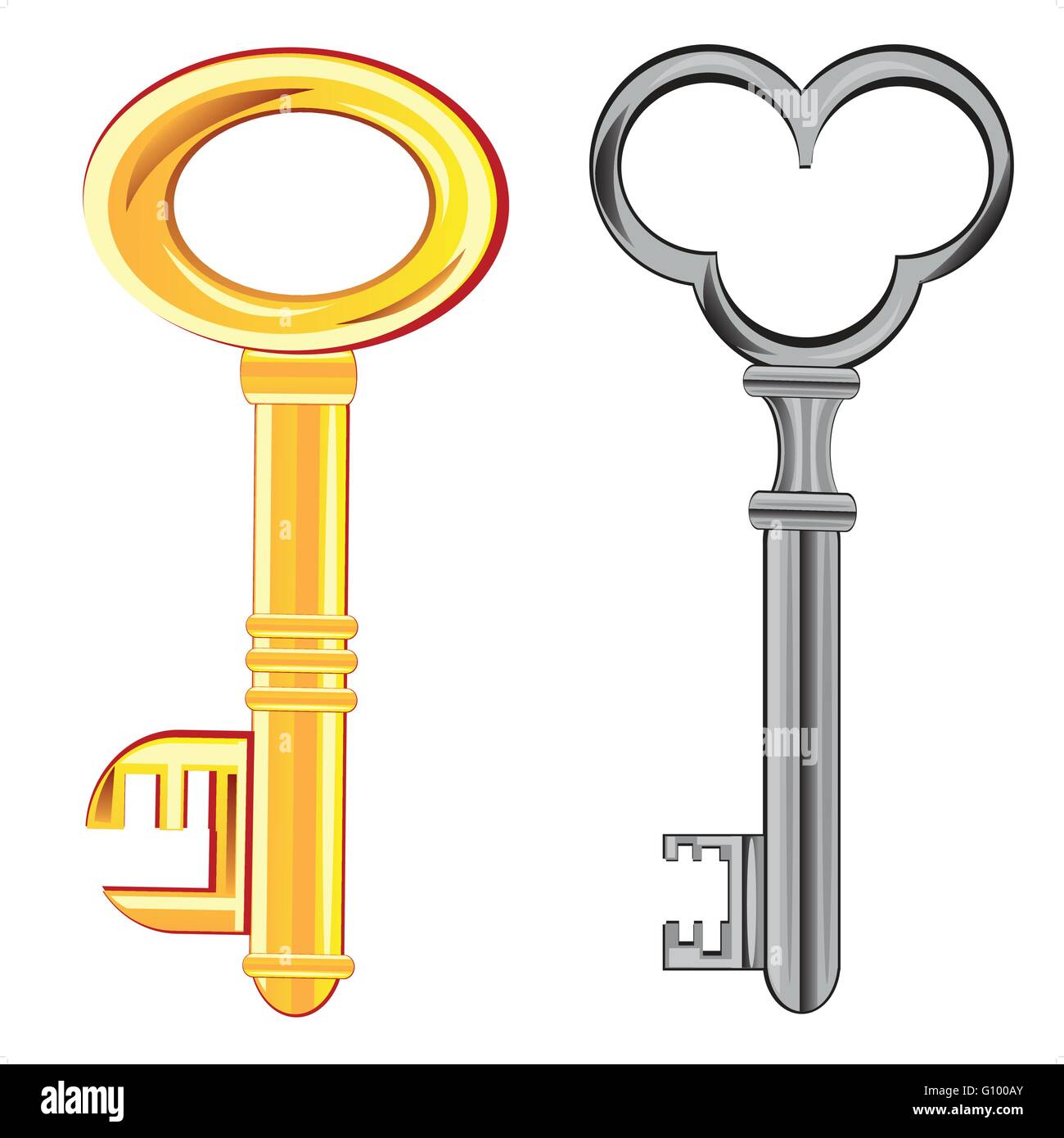 Two keys from lock on white background is insulated Stock Vector Image ...