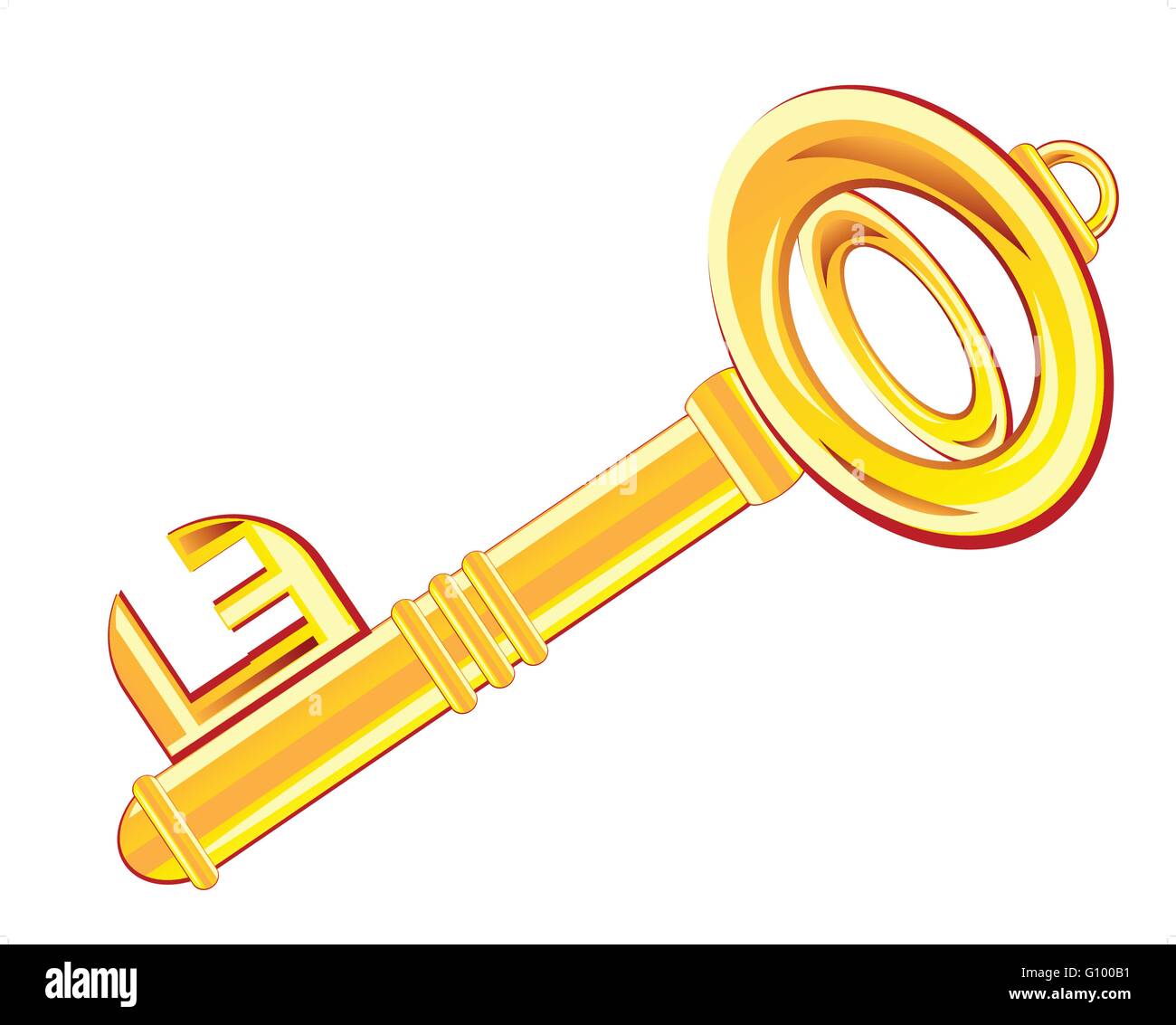 Gold key from door on white background is insulated Stock Vector Image ...