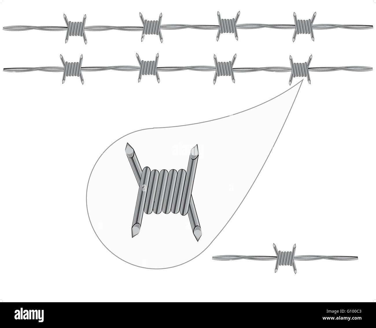 Vector illustration of the barbed wire on white background Stock Vector ...
