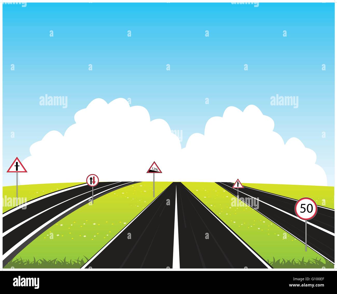 Vector illustration of the roads in year field Stock Vector Image & Art ...